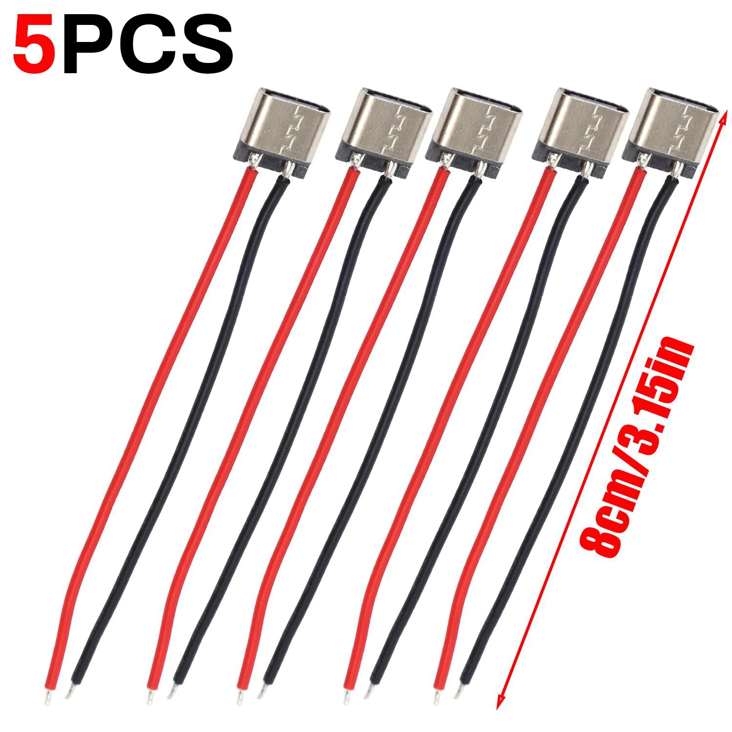 5шт USB Type-C Разъем с кабелем, красный