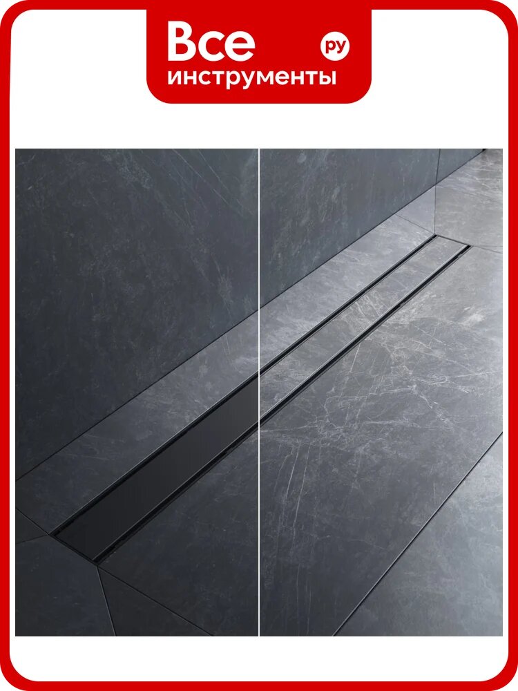 Линейный трап для душа AM.PM PrimeFlow универсальный затвор Tile 90см цвет черный мат W02SC-U11-090-04BM