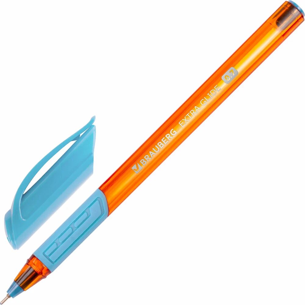 BRAUBERG Ручка шариковая масляная с грипом Extra Glide GT Sky Blue, светло-синяя, 0,7 мм узел, комплект 12 шт, 144074