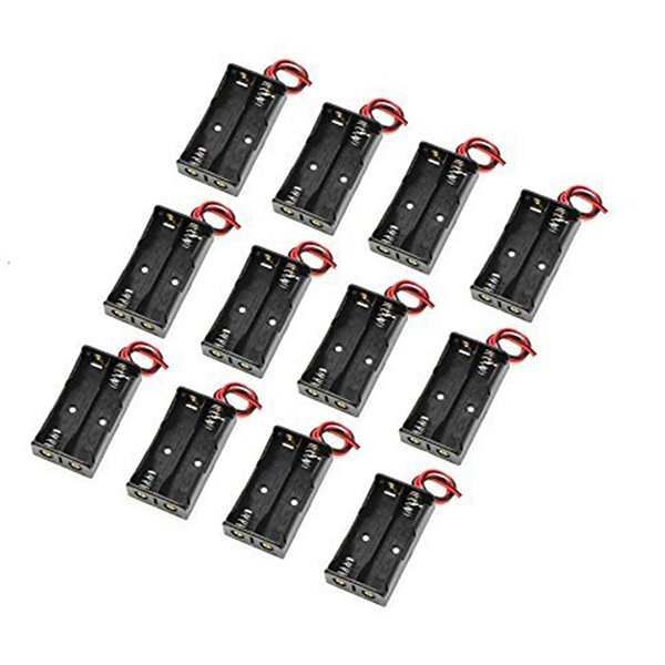 Держатель Батареек На 2 X 1.5V AA С Проводными Коннекторами В Пластиковом Корпусе 12 Шт 5.76X3.00X1.55Cm