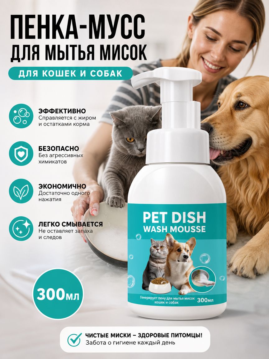 Мусс для мытья посуды для домашних животных