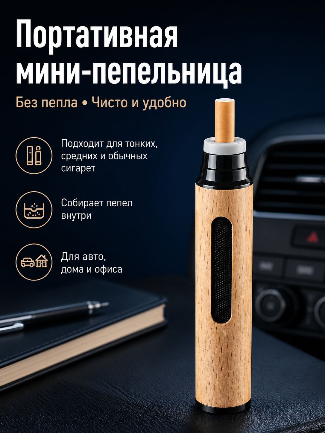 Автомобильная пепельница премиум-класса Держатель для сигарет и сборник пепла