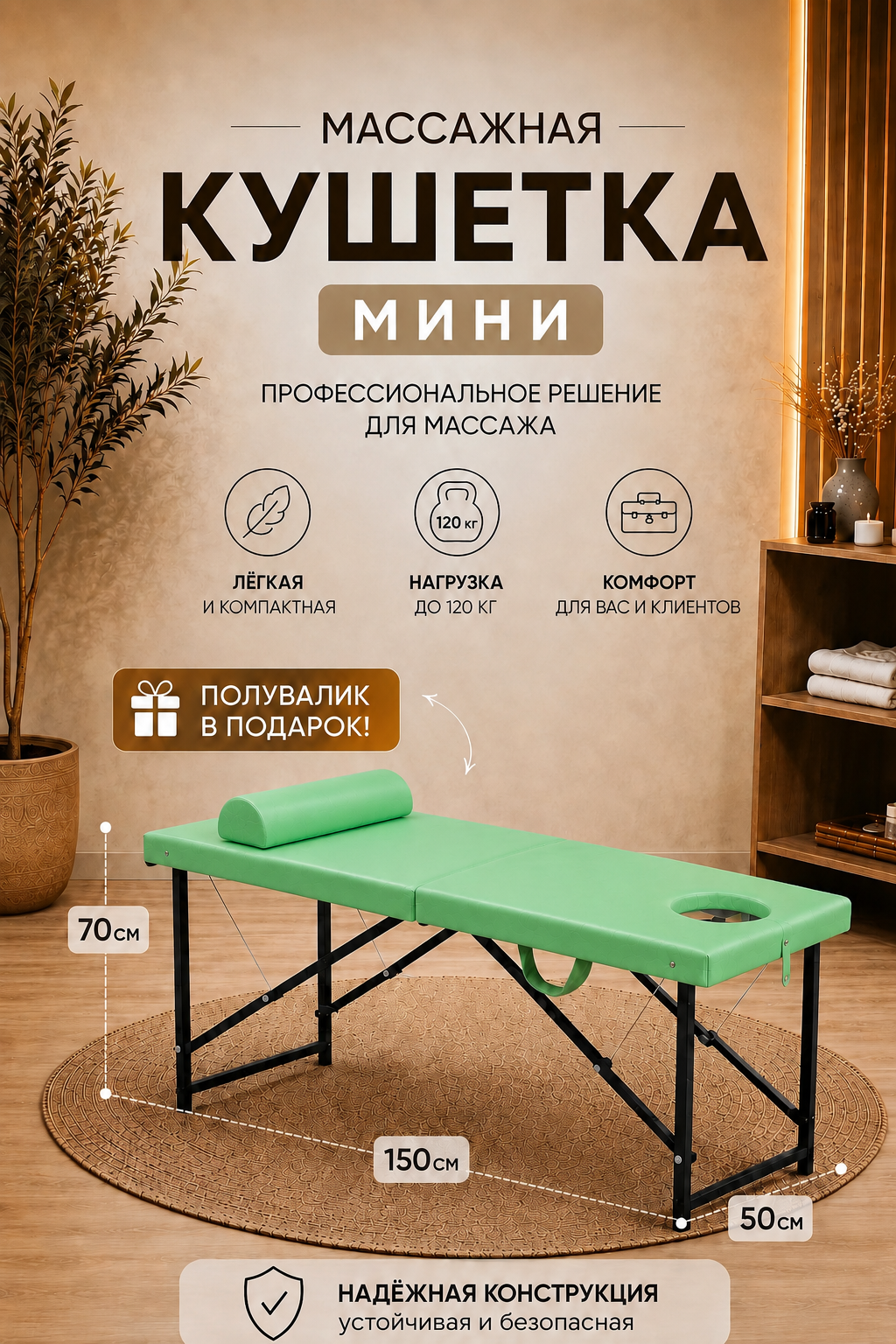 Кушетка-мини с вырезом, 150х50х70