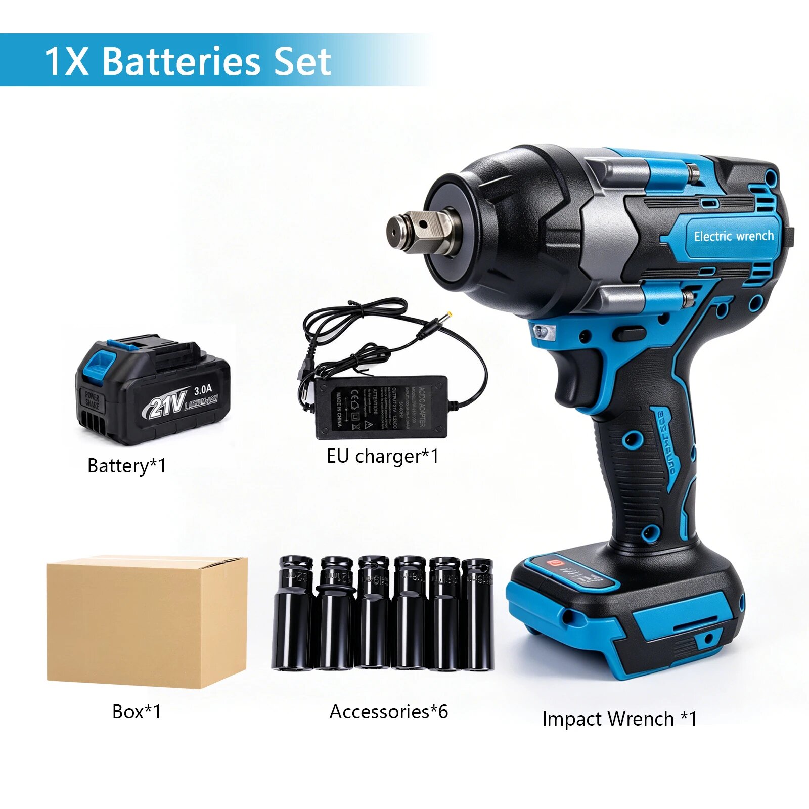 Бесщеточный ударный гайковерт PINTUDY 1200 Нм для аккумуляторов Makita 18В 1 Battery EU