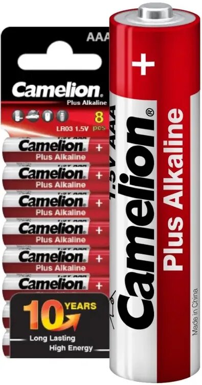 AAA Батарейка CAMELION Plus Alkaline LR03-SP8, 8 шт