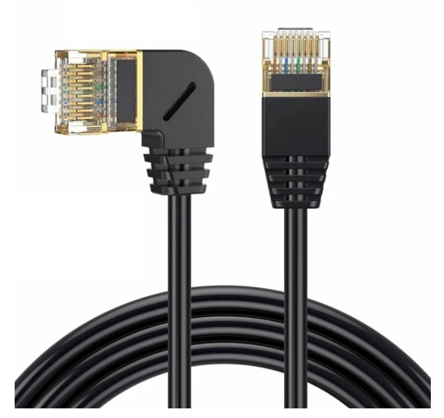 Ультратонкий кабель Ethernet Cat8 SFTP 40 Гбит/с 2000 МГц Cat 8 RJ45 Сетевой кабель ЛВС, угол 90 градусов вверх/вниз, кабель Ethernet RJ45 для Интернета