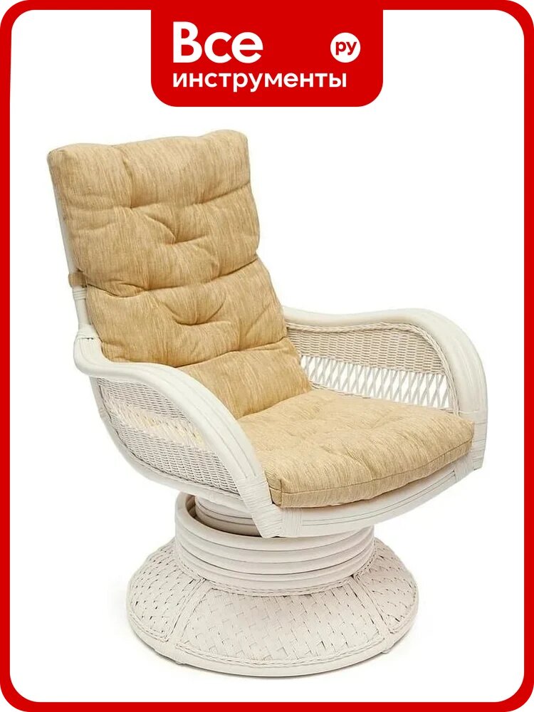 Кресло-качалка с подушкой Tetchair ANDREA Relax Medium TCH White белое, ткань рубчик 10172