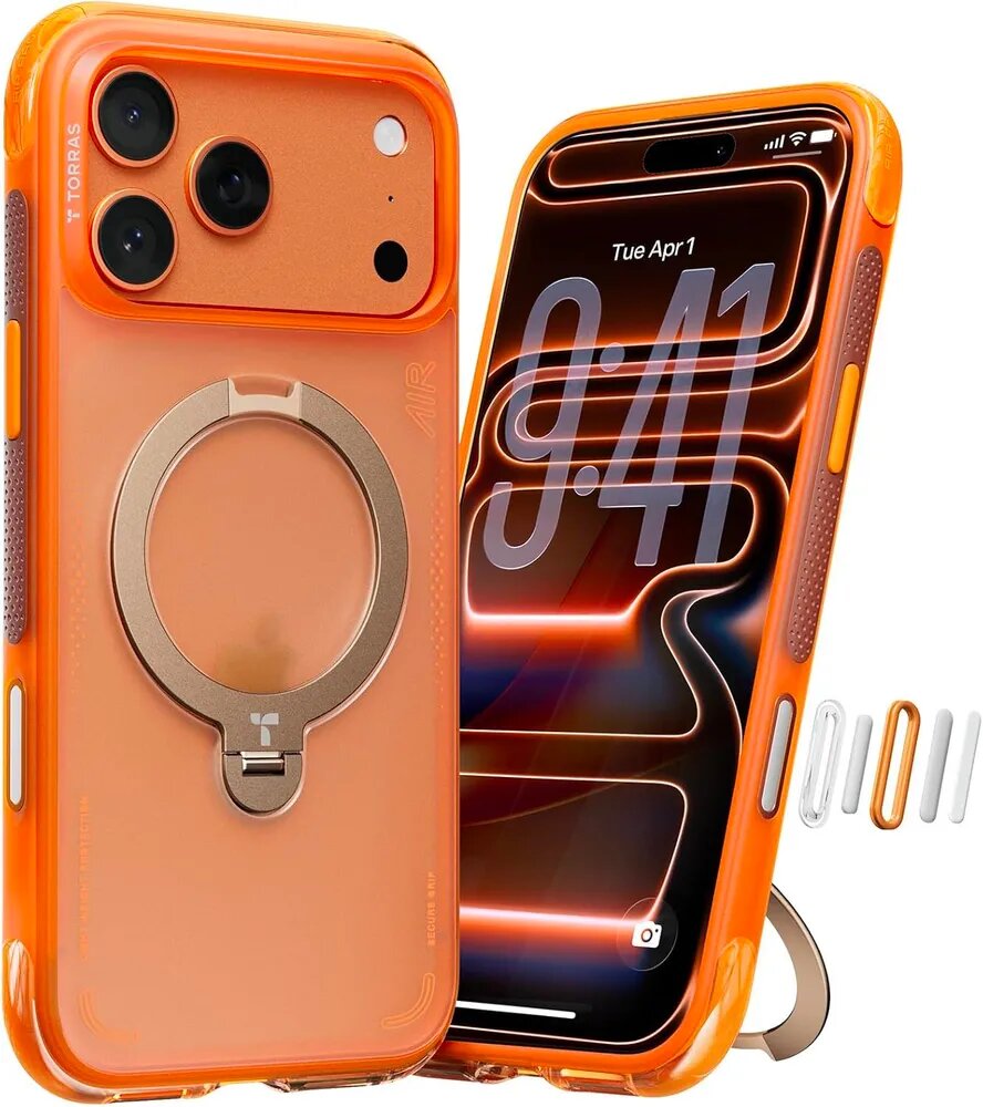 Чехол TORRAS Ostand Q3 Air для iPhone 17 Pro Max с магнитным держателем на 360 градусов, совместимый с MagSafe, с управлением камерой, ударопрочный, 6,9 дюйма