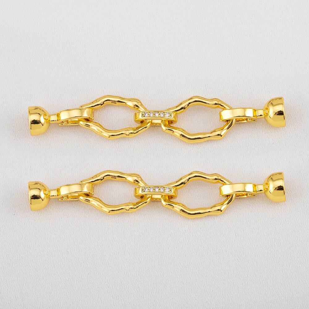 Застежка-коннектор для украшений, золото 18K, цирконий, двойное кольцо