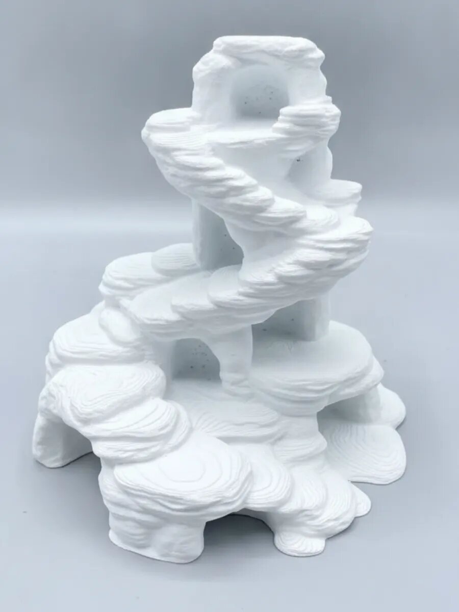 Неокрашенная 3D модель декор для террариума, аквариума скала-башня с пещерами — фото 1