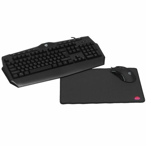 Игровой набор- клавиатура, коврик, мышь, цвет- черный