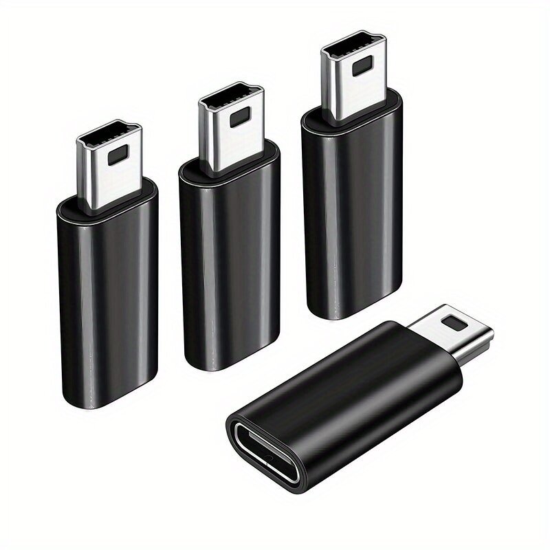 Переходник USB Type-C на Mini USB, 4 шт. — адаптер для зарядки и передачи данных, совместим с цифровыми камерами, GPS-приемниками, видеорегистраторами, MP3-плеерами и другими мини-устройствами, компактный и прочный