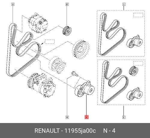 Ролик ремня генератора натяжной (металлический) RENAULT 11955JA00C