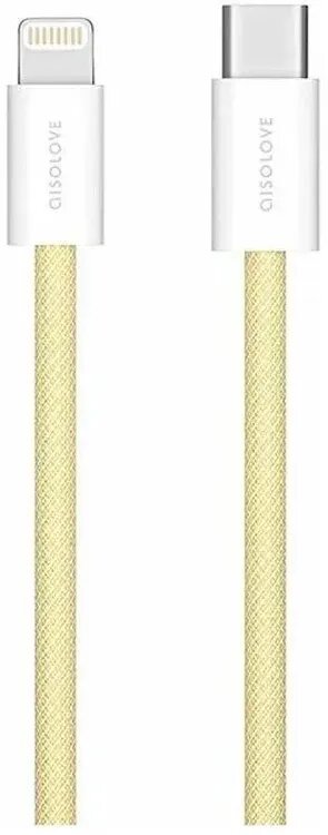 Кабель SOLOVE Solove DW6 2M, Lightning (m) - USB Type-C (m), 2м, MFI, 3A, желтый