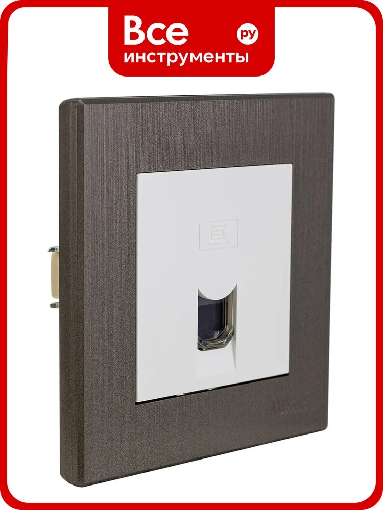 Розетка компьютерная Luxar Mosaic с/у RJ-45 белая/титан с рамкой (20.045.01) 4606400430377