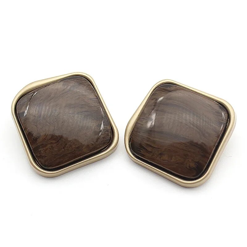 Квадратные металлические пуговицы черные 10 шт Коричневый, 15mm-10pcs, Brown