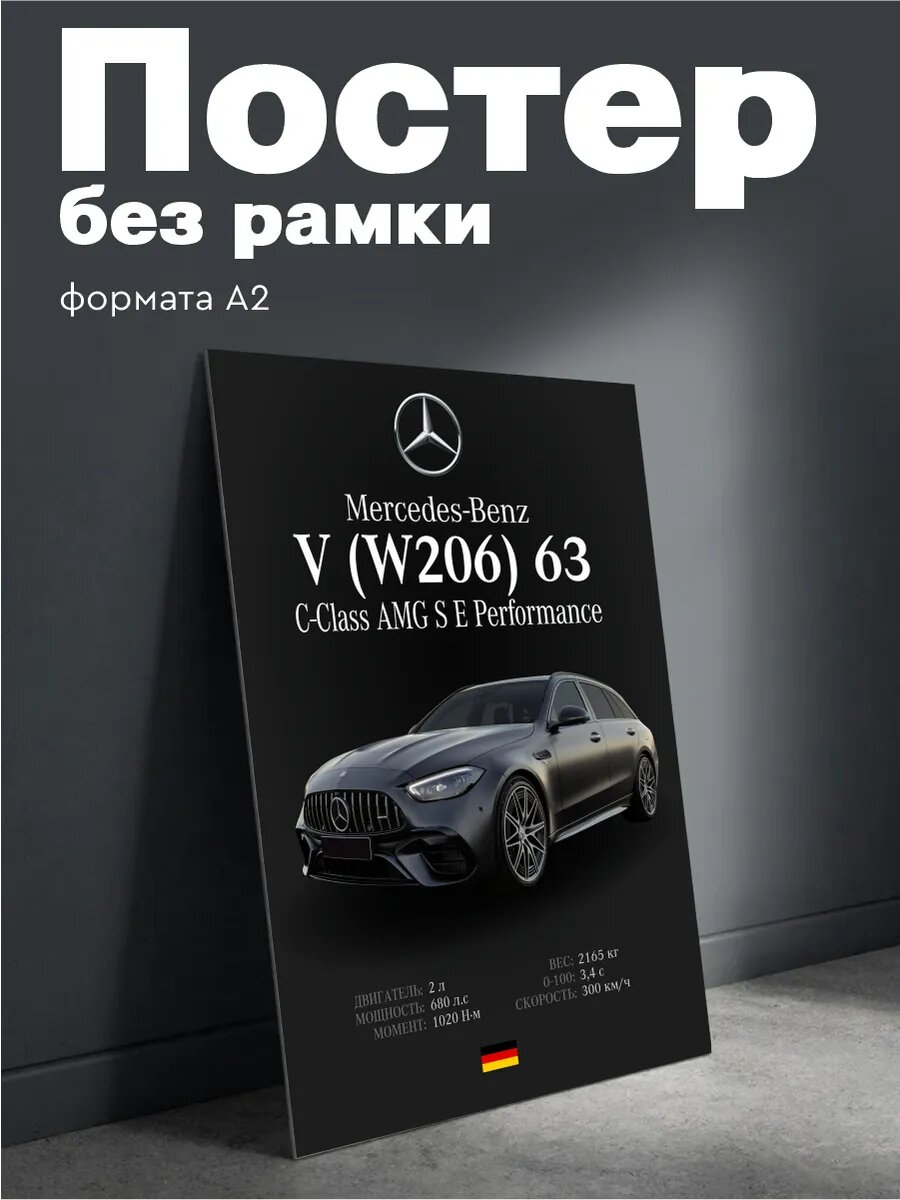 Постер на стену Mercedes-Benz C-Класс AMG V плакат А2