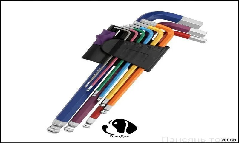 Набор Г-образных ключей с шаром, метрических, WERA 950 SPKL/9 Hex-Plus Multicolour BlackLaser 1 SB (WE-073593) 9 предметов