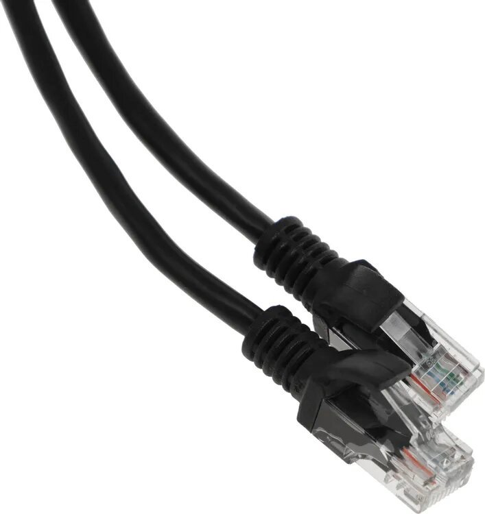 Патч-корд CABLEXPERT PP12-2M/BK литой (molded), UTP, кат.5E, 2м, 4 пары, 26AWG, алюминий омедненный, многожильный, черный