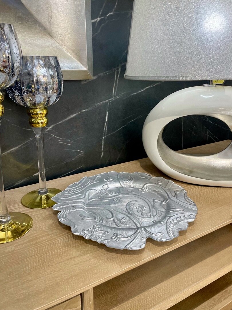 Блюдо декоративное Джоанна стекло серебро Casaentera 35х35 см CE05-350361