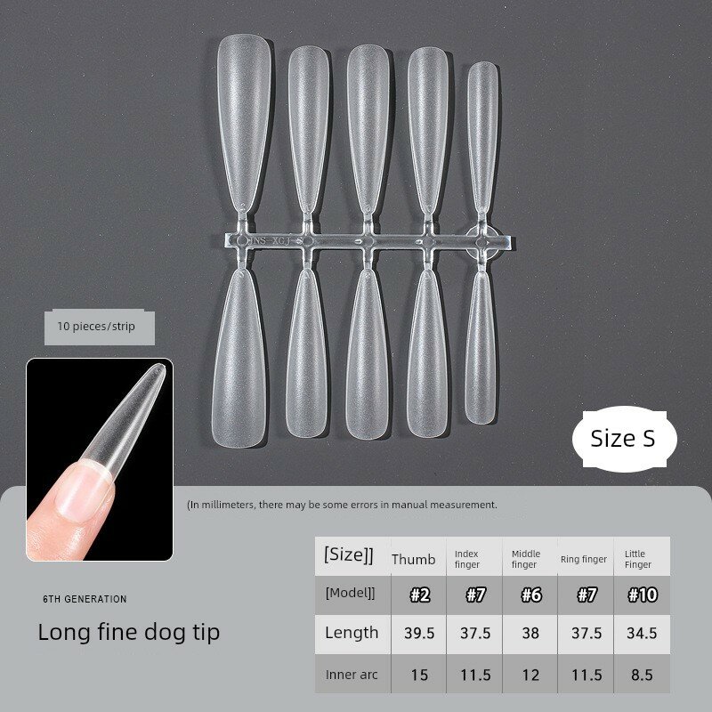 Нейл-типы Fine Dog Остроконечные 4,0 см, размер С, 10 шт. на полосу, 10 полос в пакете, легко надевается