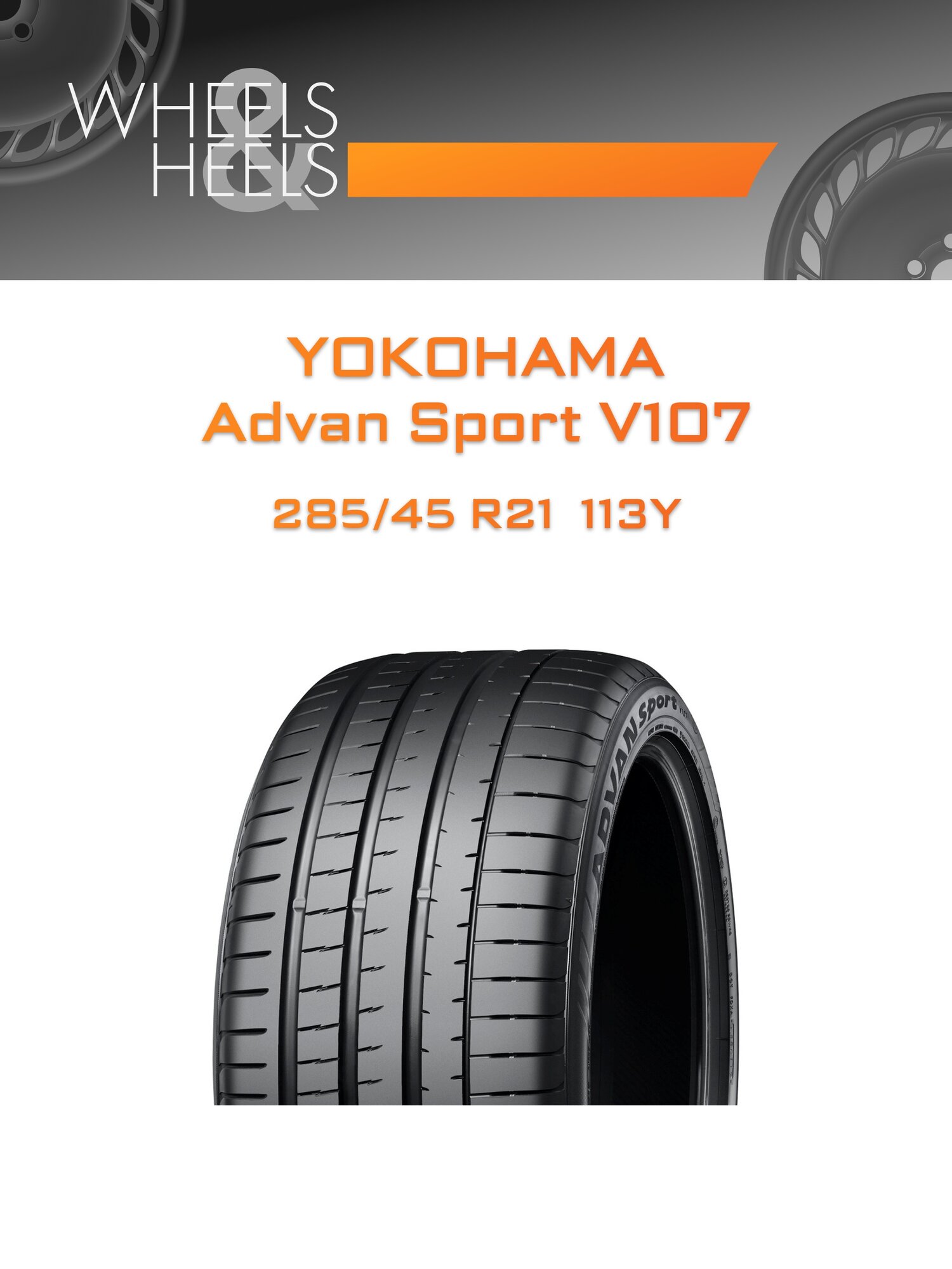 Шина автомобильная YOKOHAMA Advan Sport V107 285/45 R21 113Y SUMMER, летняя, универсальная