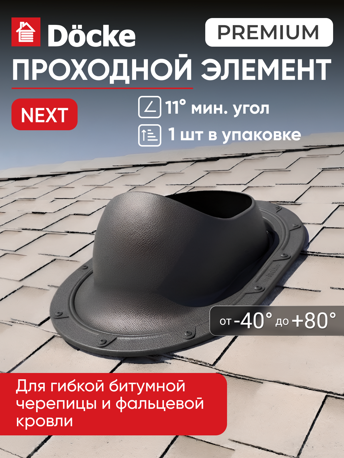 Проходной элемент для вентиляционных выходов Docke NEXT / некст, Черный (RR33)