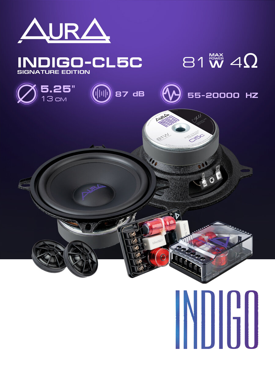 Компонентная 2-х полосная акустика AurA INDIGO-CL5C
