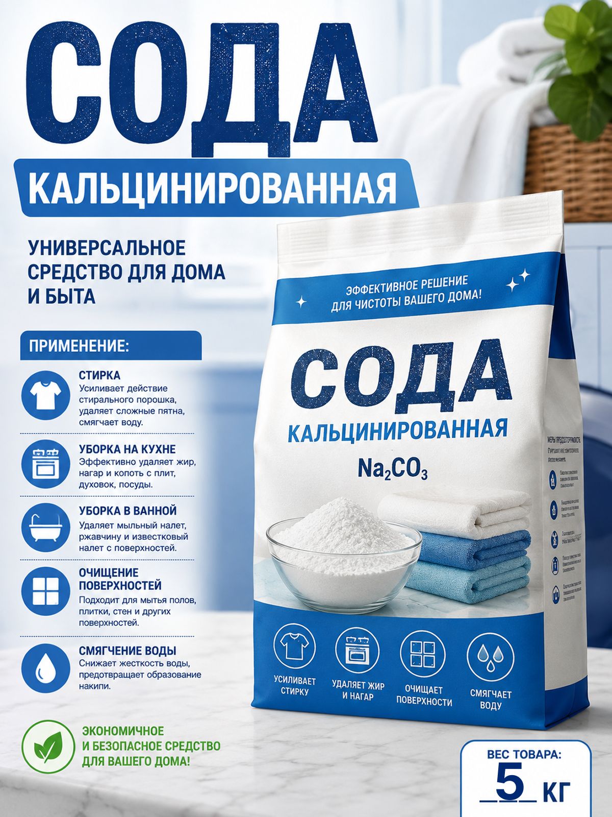 Сода кальцинированная 5 кг