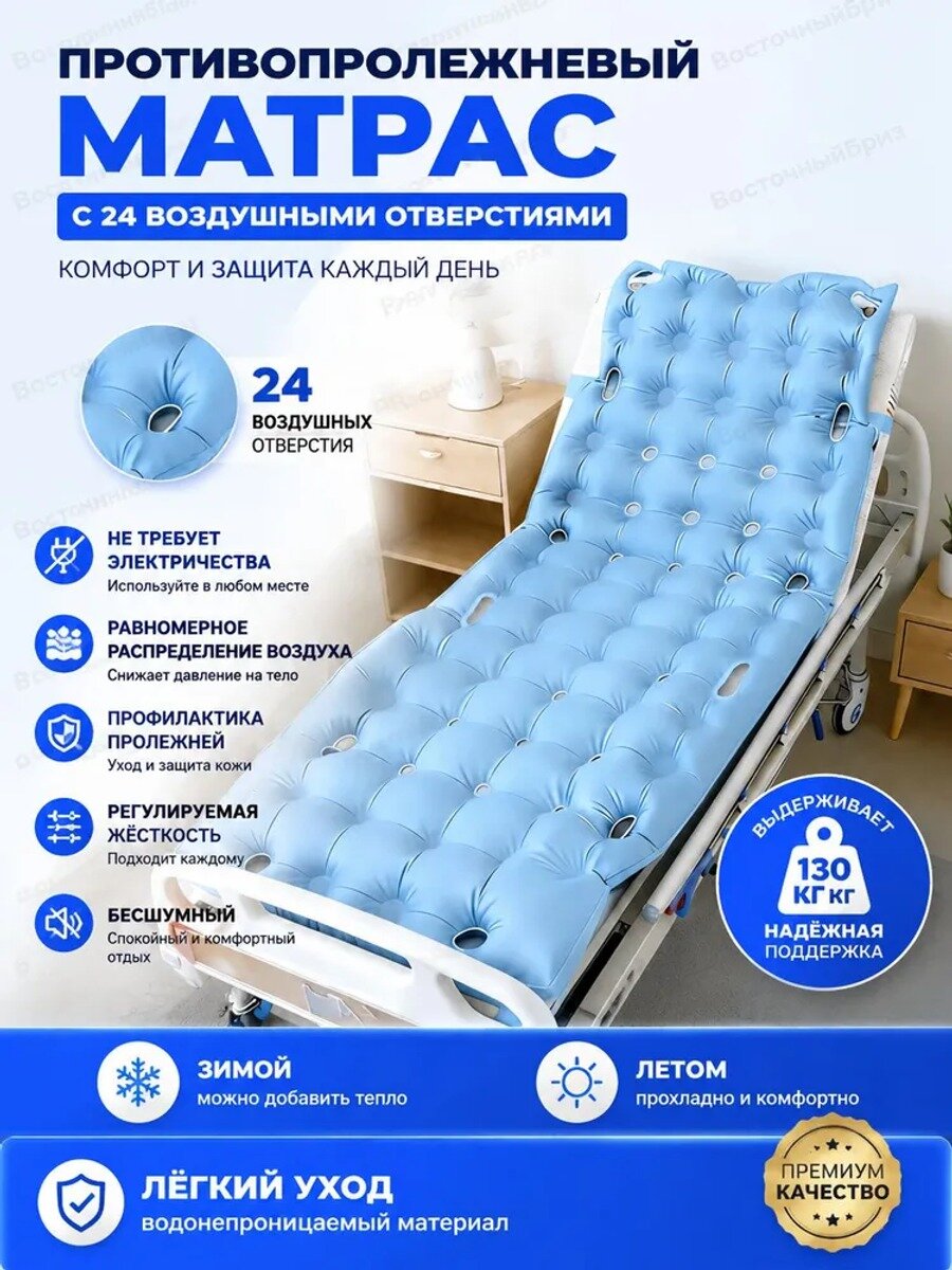 Надувной матрас для лежачих больных 215х88 см с компрессором