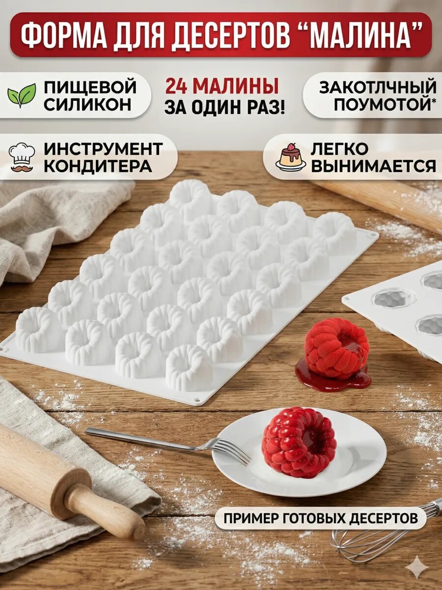 Силиконовый молд малина ягоды для желе и шоколада