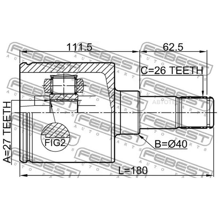 ШРУС FORD KUGA CBS 2013- внутр. лев. FEBEST 2111KUGALH