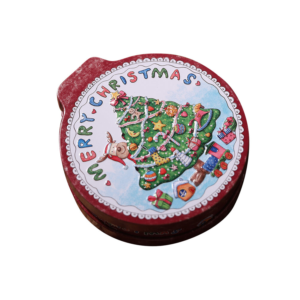 Ёлочная коробка для конфет, металлическая ёмкость с рельефным узором, 12x11 см, для детских подарков