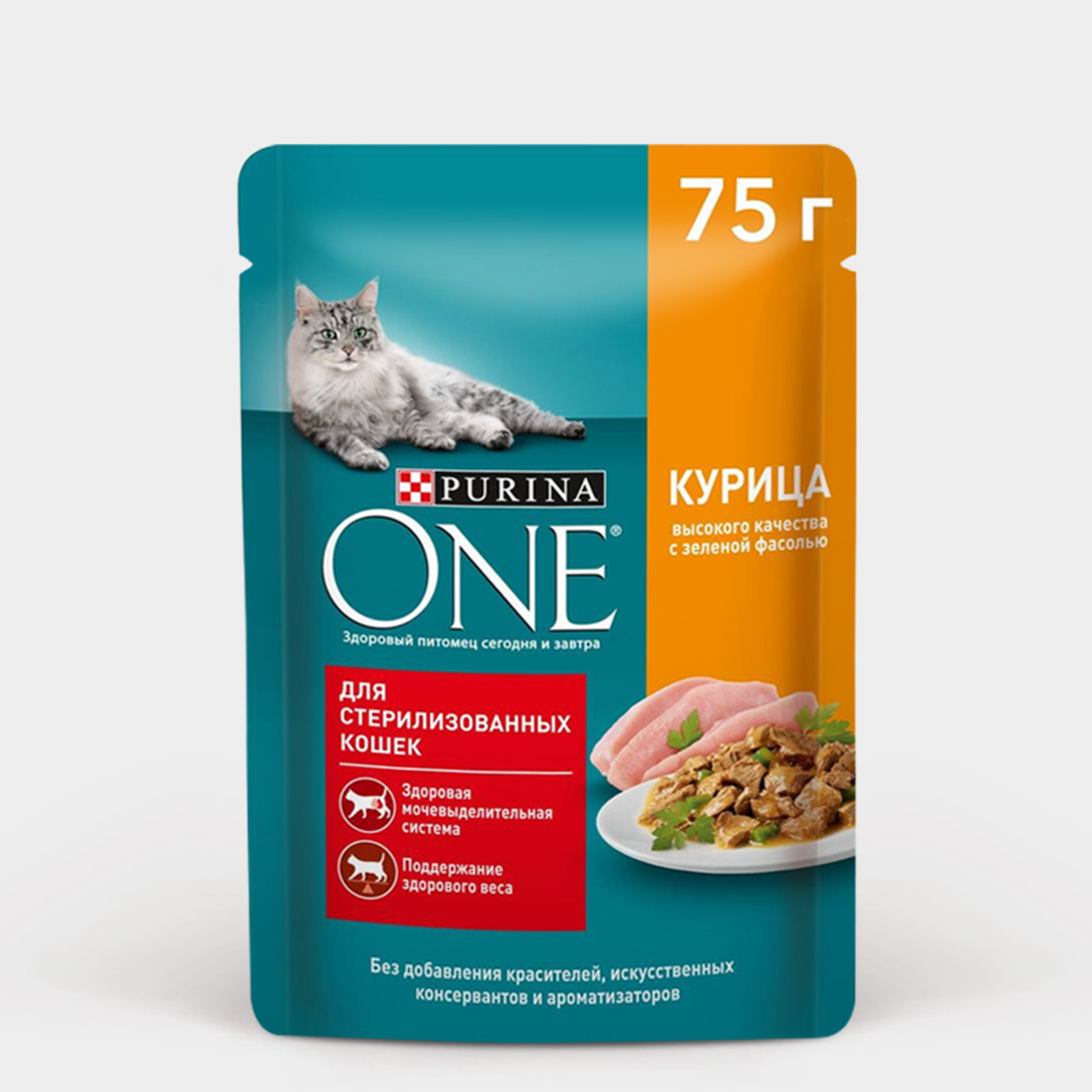 Влажный корм ONE для стерилизованных кошек, Курица с фасолью, 75 г