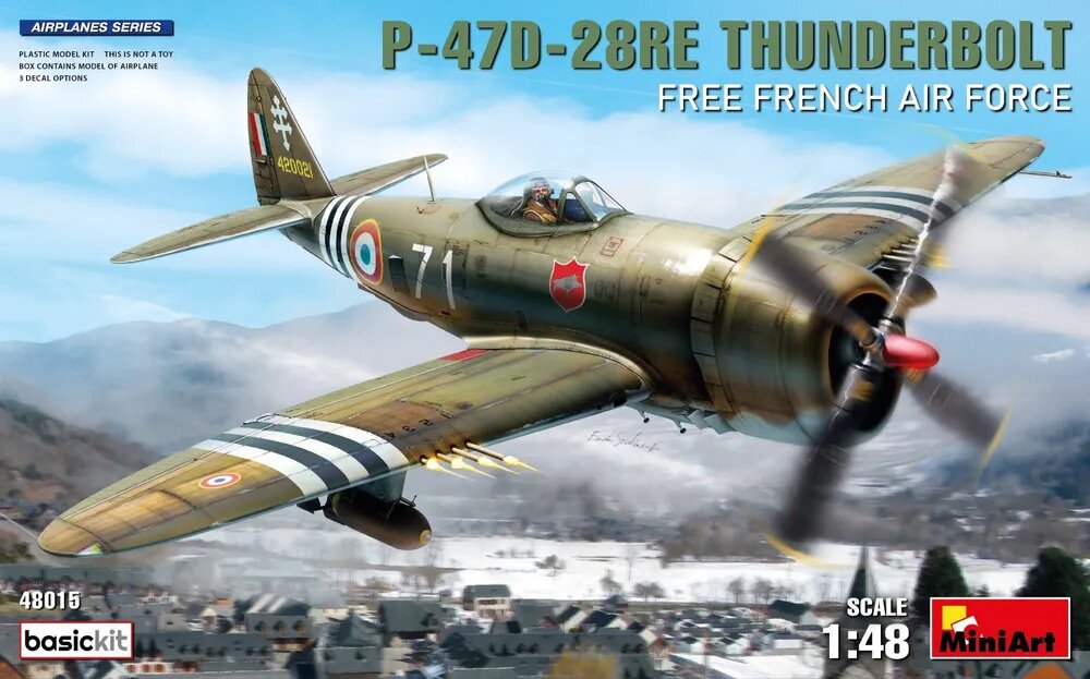 Miniart 48015 Самолёт 1/48 P-47D-28RE Thunderbolt "Free French Air Force" Basic Kit