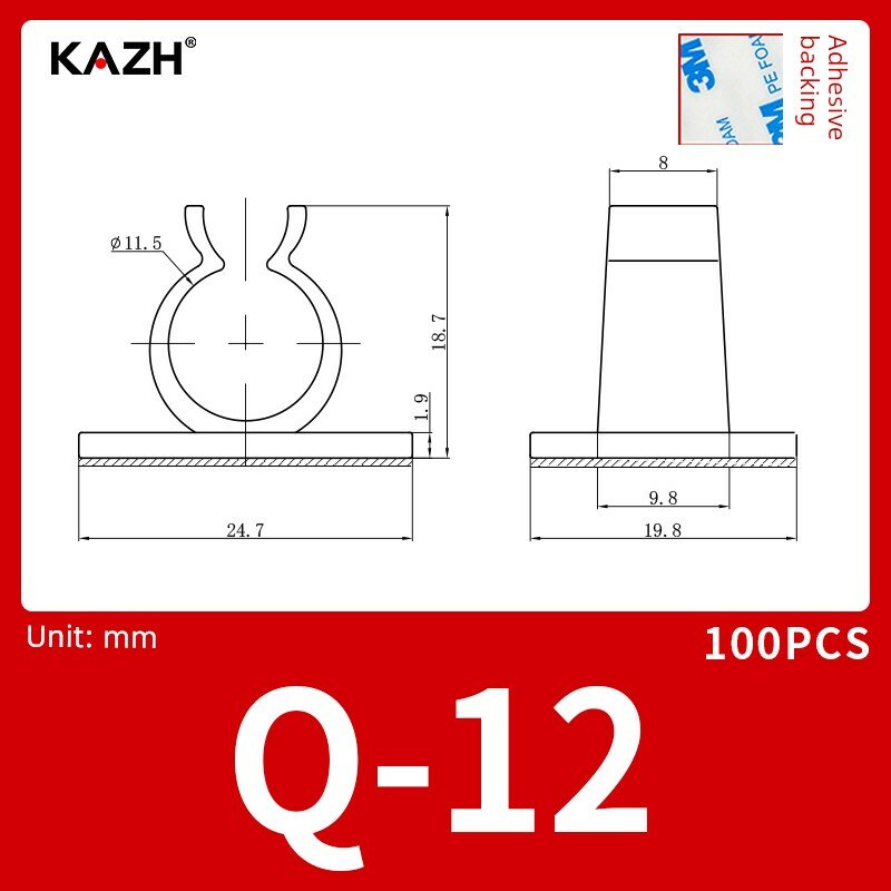 Самоклеящиеся нейлоновые кабельные клипсы с 3М клеем, белые, 100 шт. в упаковке для управления кабелем