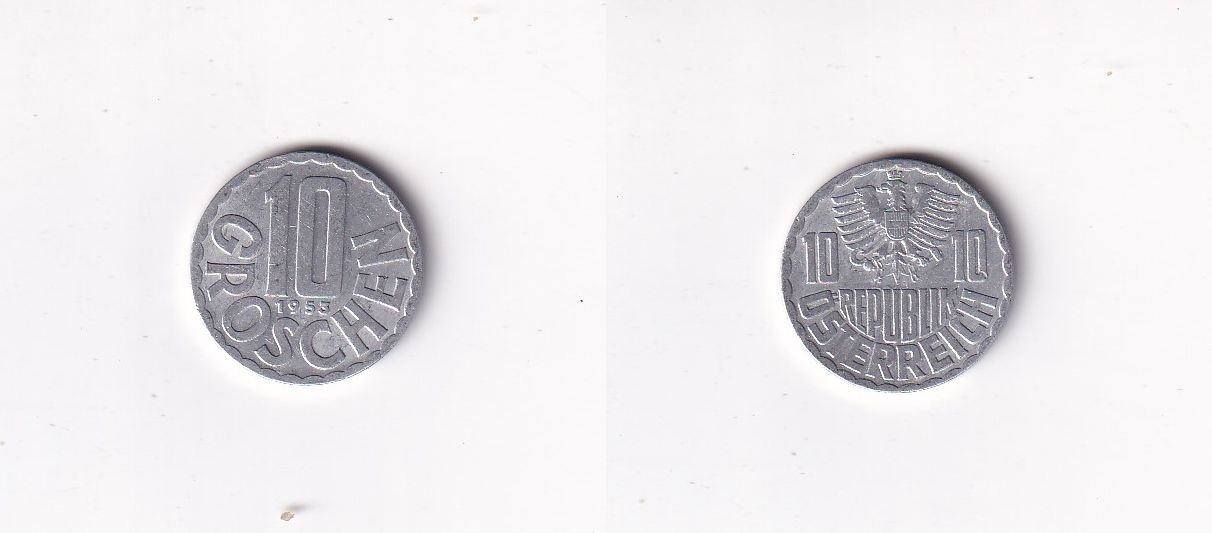 Австрия 10 грошей 1953 год