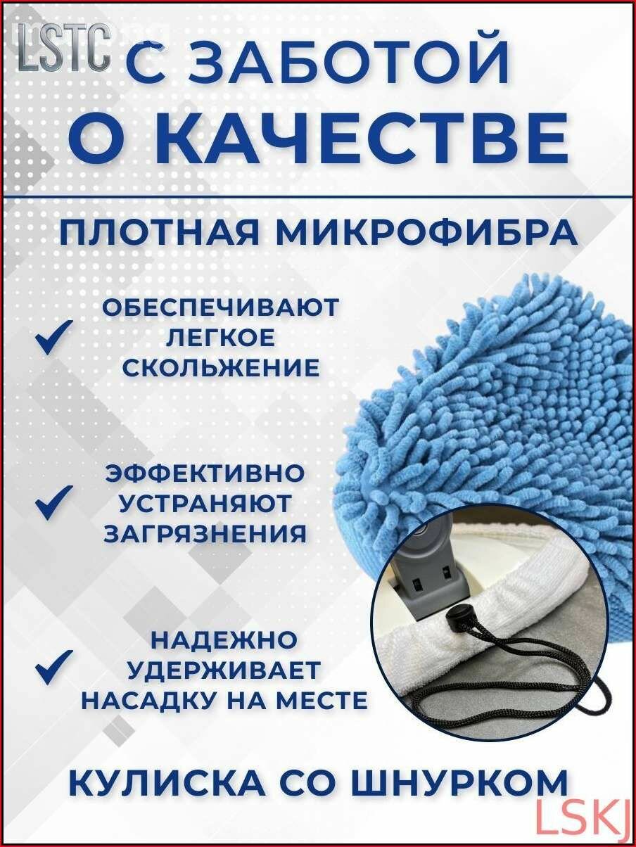 Синий, сменная насадка для швабры, материал - микрофибра, размер 22x28 см