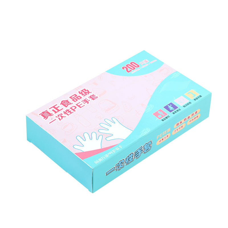 Одноразовые хозяйственные перчатки пищевого класса, утолщенные, в коробке, из прозрачной полиэтиленовой пленки, для