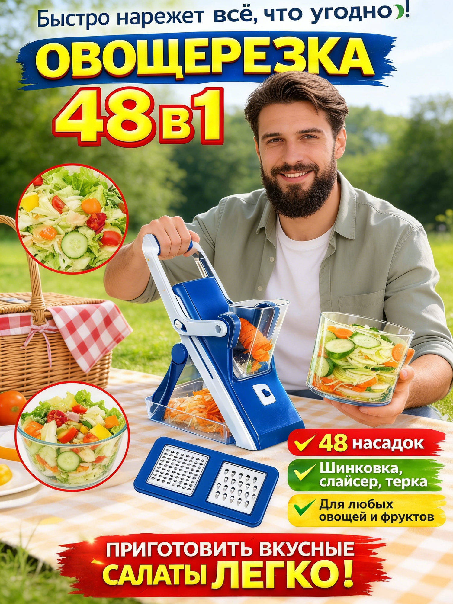 Овощерезка ручная слайсер многофункциональная