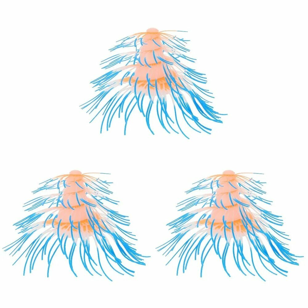 Люминесцентные силиконовые кораллы для аквариумного декора синего цвета, набор из 3 шт