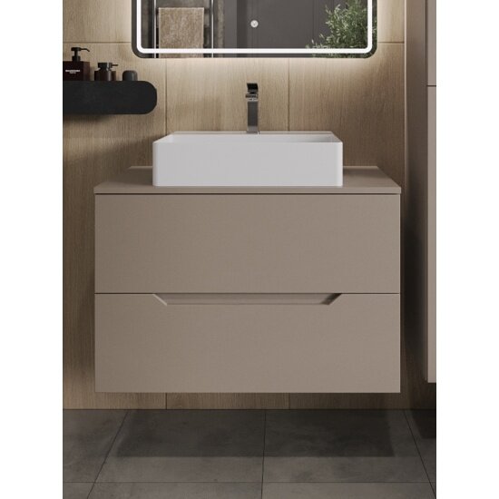 Тумба с раковиной подвесная Orange Line Li-80TuLMDF+B04-500W 80 см, латте/белый