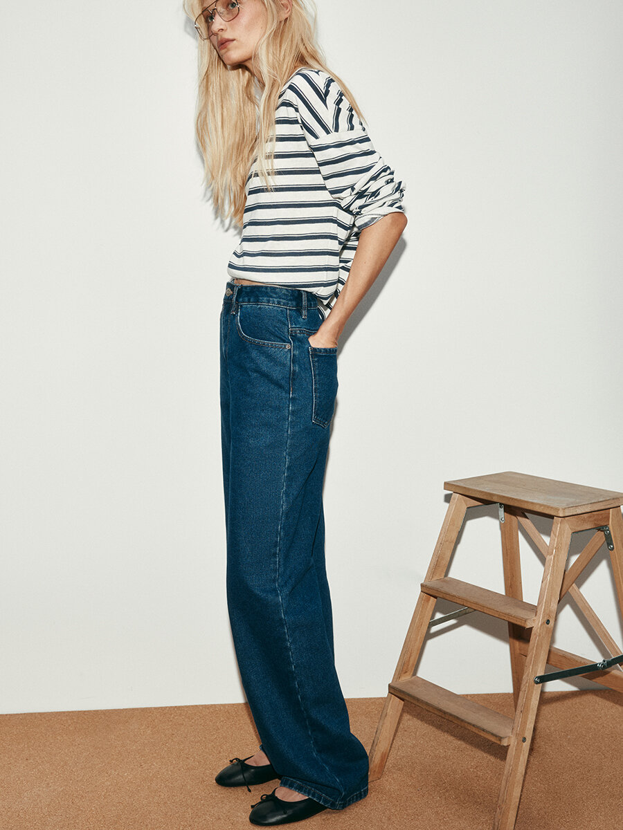 Джинсы широкие широкие с высокой посадкой 