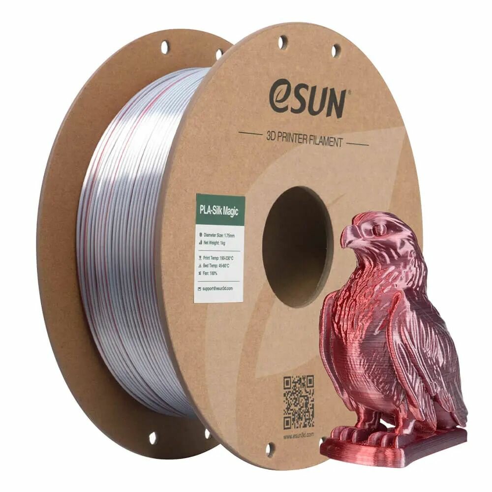 Филамент eSUN Silk-PLA Magic для 3D принтера, Красное серебро 1 кг.