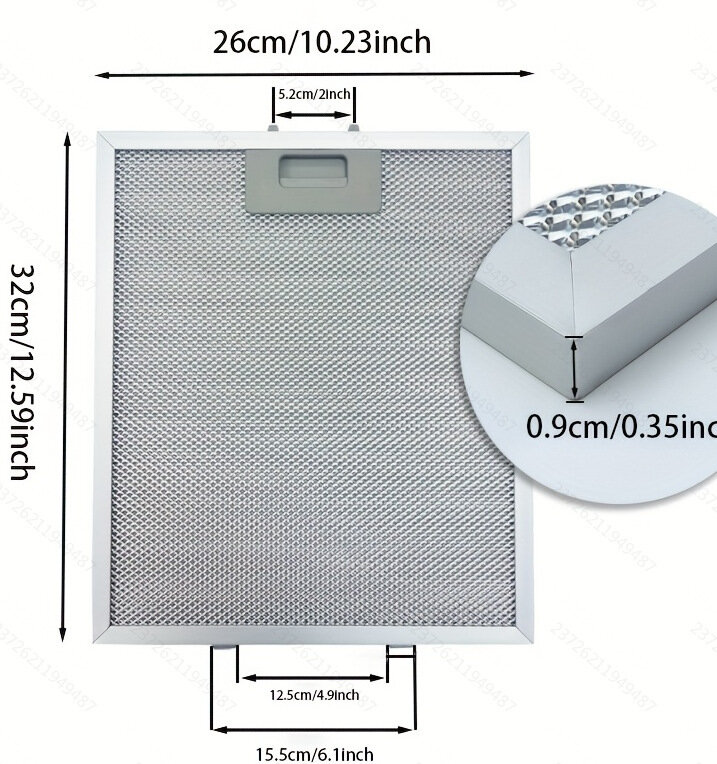 Фильтр для кухонной вытяжки, Алюминиевая сетка, Маслоуловитель, Универсальная замена, Аксессуар для вентиляции, Размер 320x260 мм