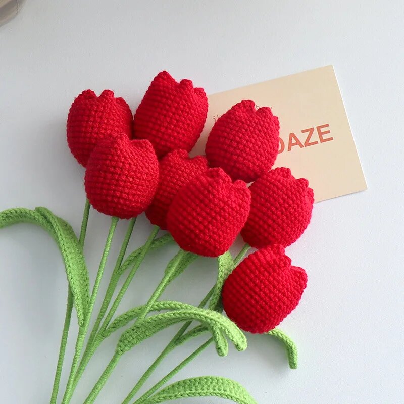 Искусственные тюльпаны красные, ручная работа, Red-1pc