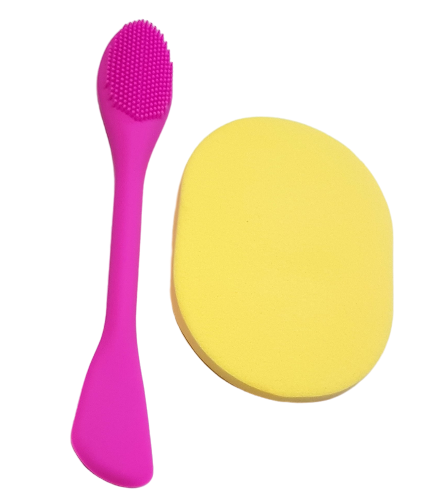 Набор KF №1, силиконовая двусторонняя кисть 2 в 1 и спонж для умывания.