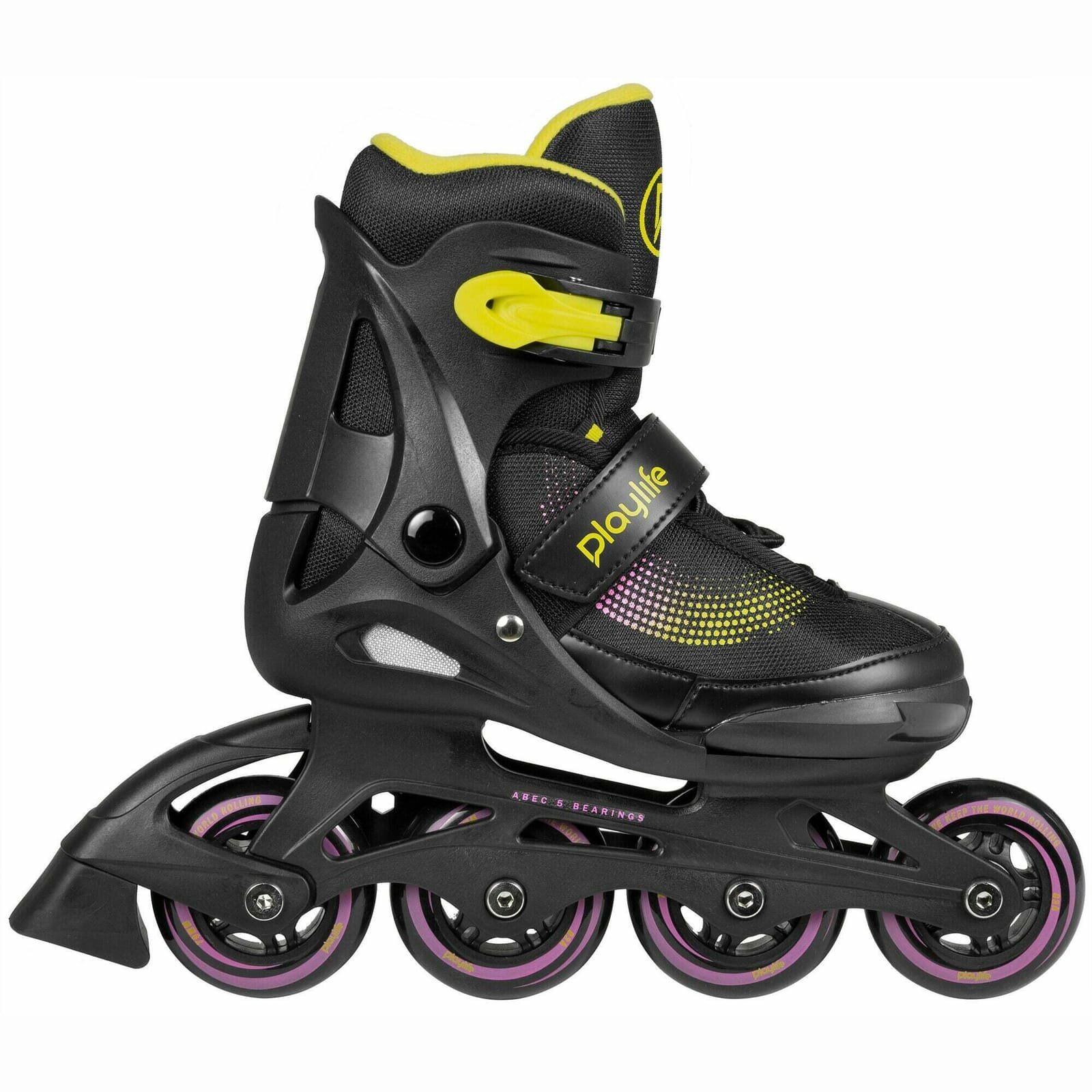 DECATHLON ролики фрискейт Playlife Joker Yellow Glow, желто-черные, размер 34/37