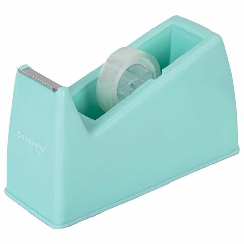 3 шт. Диспенсер для клейкой ленты шириной до 26 мм, мятный (лента в подарок!), утяжеленный большой, BRAUBERG, 701461
