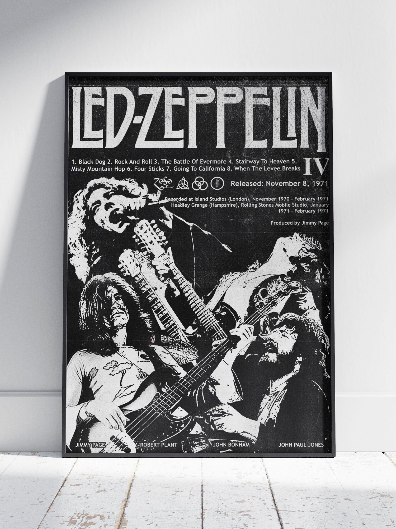 Плакат на стену для интерьера Лед Зеппелин (Led Zeppelin 4) - Постер по музыке и артисту формата A4 (21x30 см)